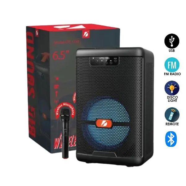KTS 1330 Portable Bluetooth Speaker with Wireless Mic - slitems.lk